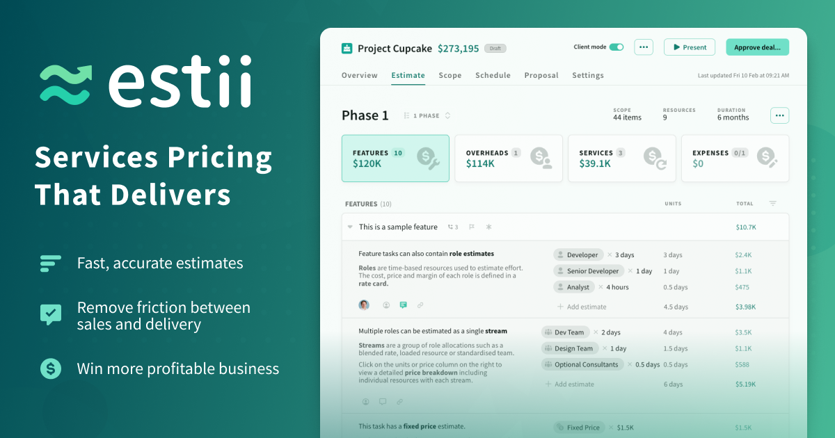 Commercial Estimation Platform For Services Estii